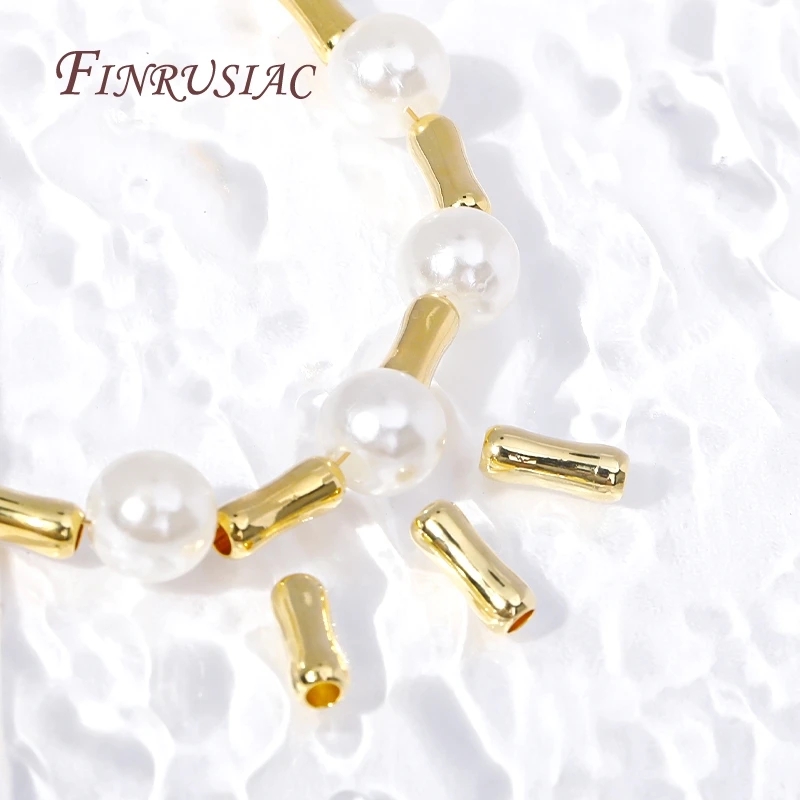 18K Gold / Silver Plated Brass Metal Long 9mm Bone Shape Tube Beads ...