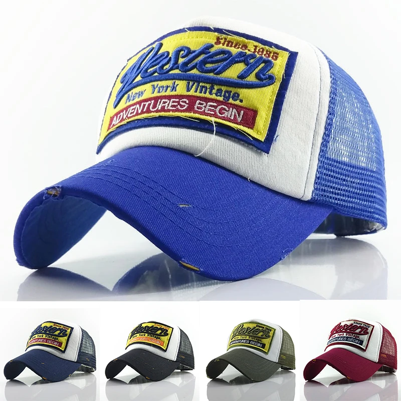 Western Embroidery New York Vintage Trucker Hats for Men Women Since ...