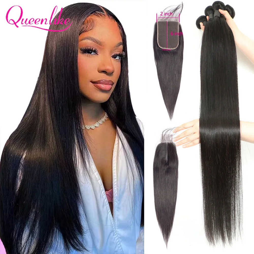 30-36-40-inch-Straight-Human-Hair-Bundles-With-Closure-Brazilian-Raw ...