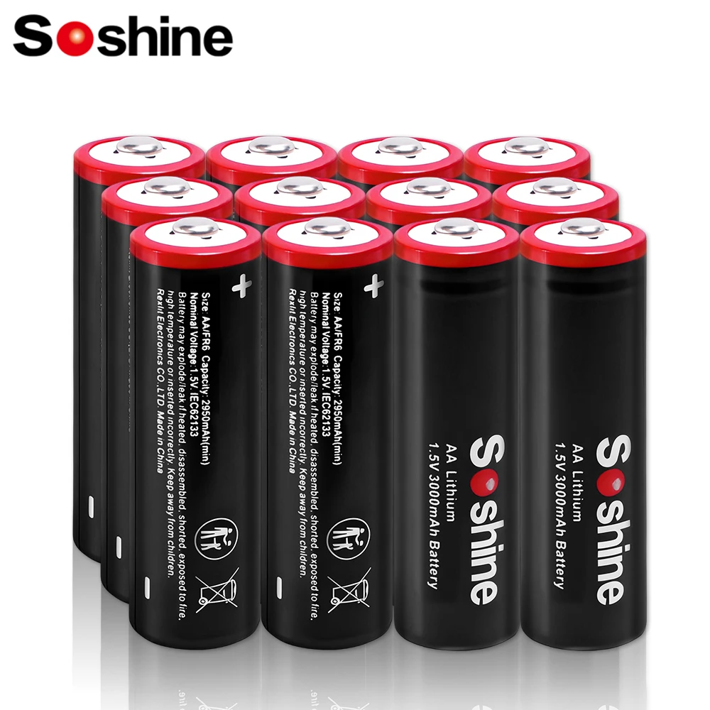 Soshine 1.5 Volt 3000mAh Batteries AA 1.5V Lithium Battery Non ...