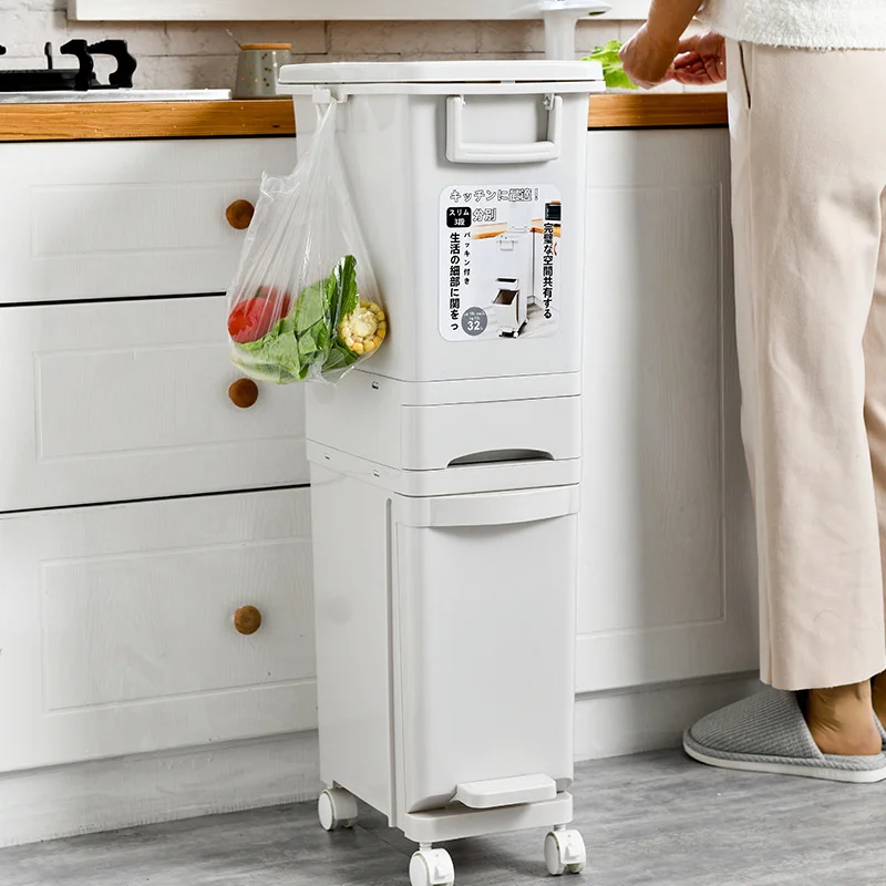 Rubbish-Bin-Simple-Long-Tube-Trash-Kitchen-Double-Partition-Mobile ...