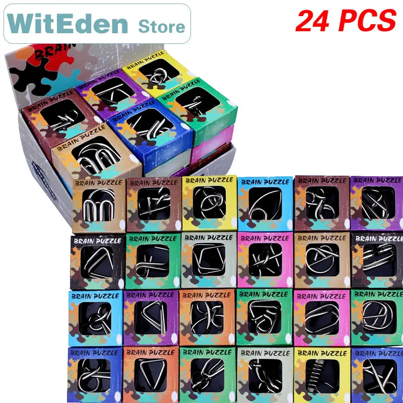 3d Metal Wire Puzzles 24pcs/sets Iq Brain Teasers Test Casse-tete ...