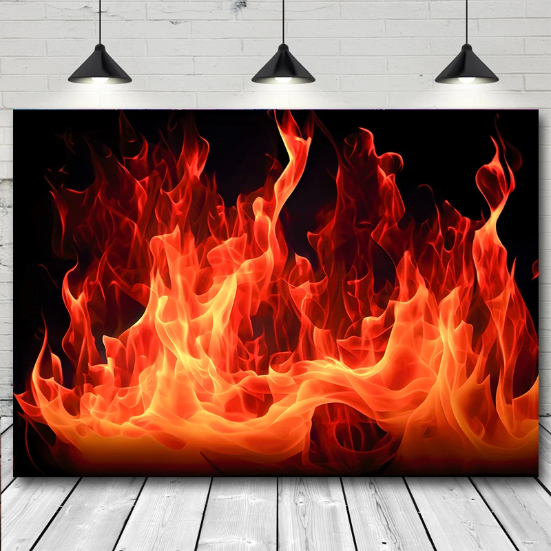 Photography-Background-Winter-Brick-Wall-Fireplace-Wood-Fire-Flame ...