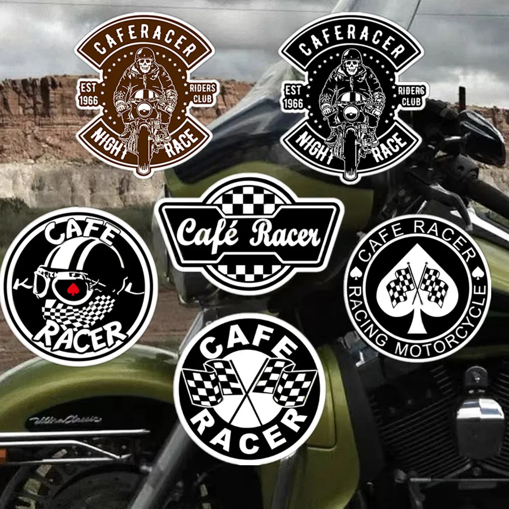 Motorcycle-Sticker-Cafe-Racer-Motorbike-Helmet-Chequered-Vintage ...