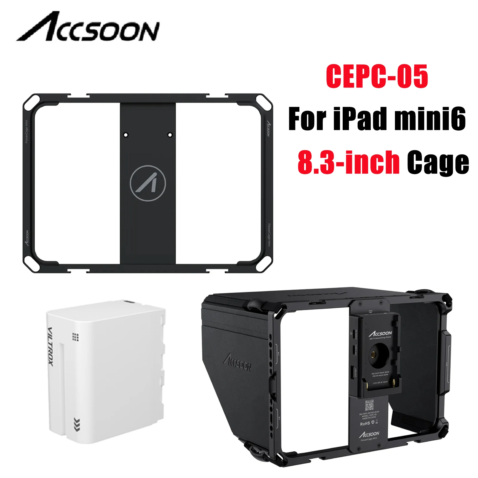 ACCSOON CEPC-05 8.3 inch For iPad Mini 6 Cage Power Supply Protection ...