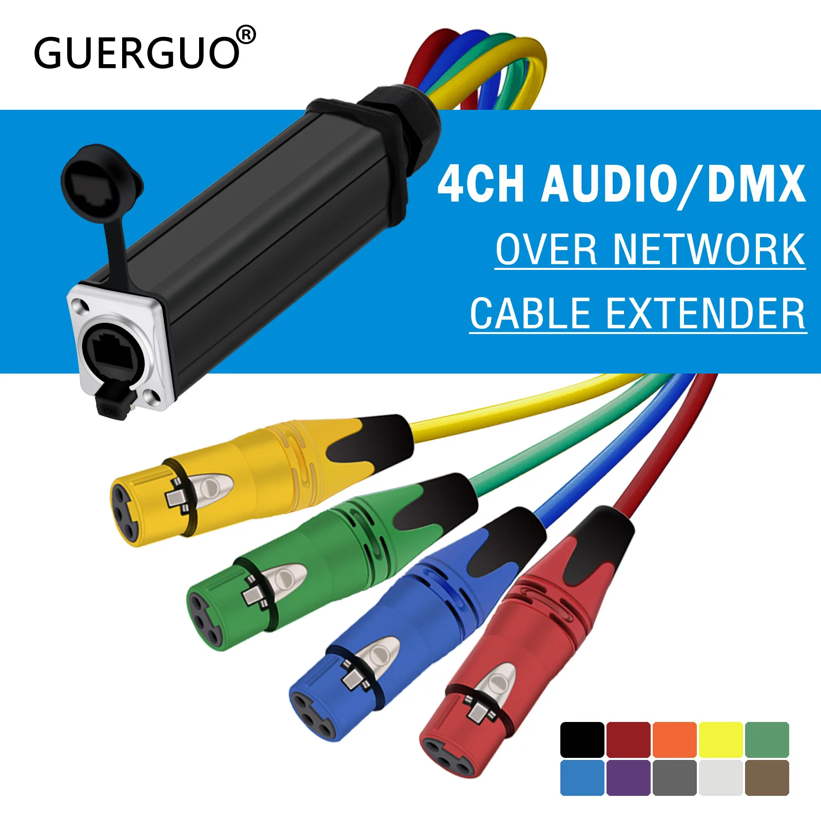 0.2M-15M 4 Channel 3Pin XLR Male/Female to RJ45 Ethercon with CAT5 ...