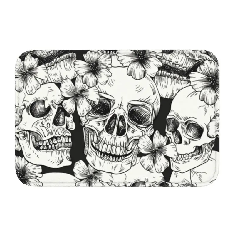 Tapis-de-porte-de-bienvenue-t-te-de-mort-et-fleur-sol-de-cuisine-tapis ...