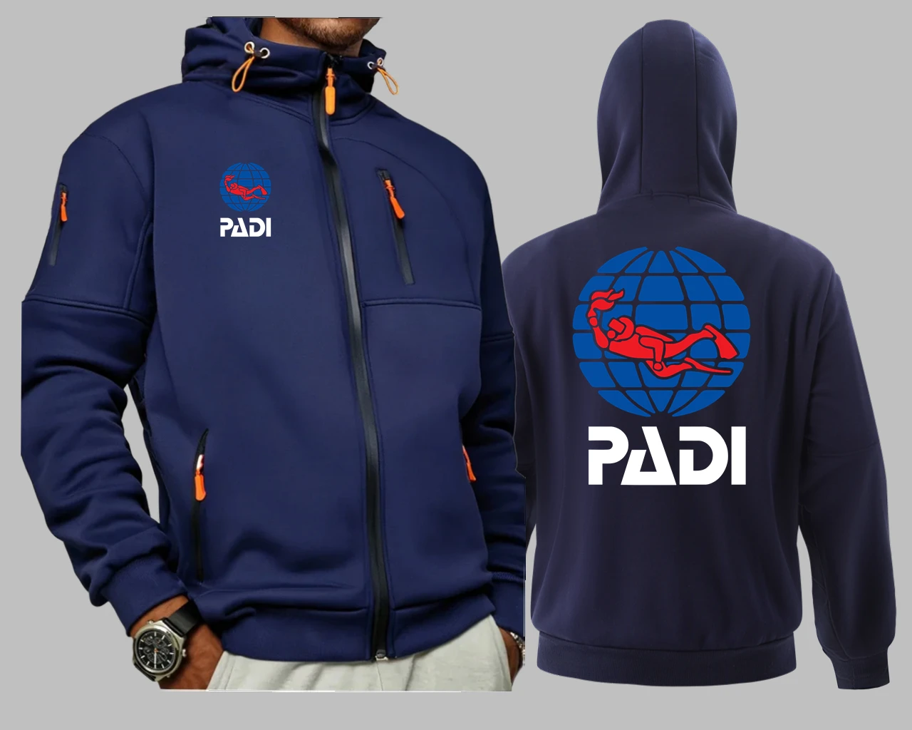 Scuba Driver Padi New Men Sports Fitness Casual Sweatshirt Cardigan ...