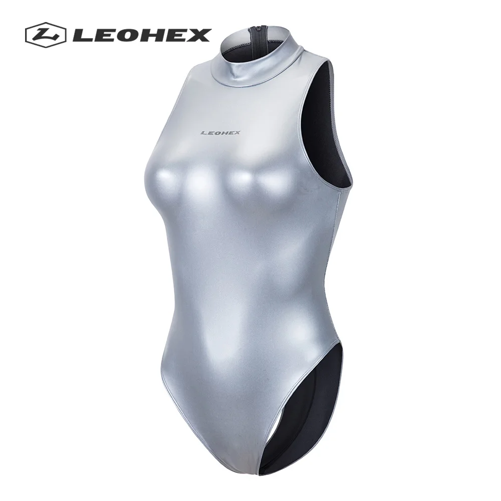 Leohex Sexy Matte Back Zipper Leotards Sleeveless Bodysuit High Cut