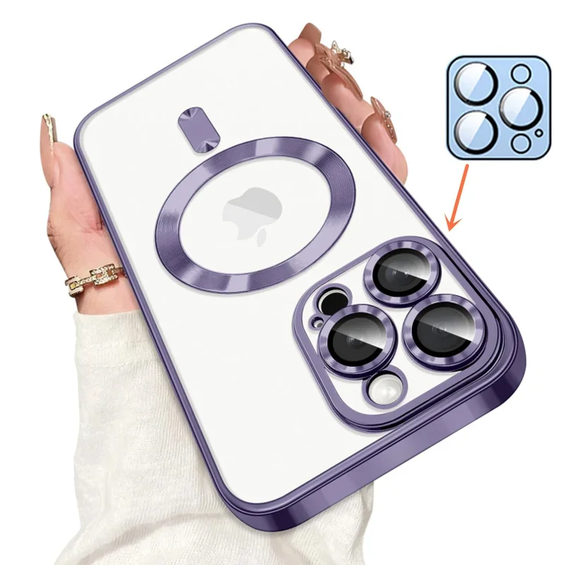 MagSafe Compatible Anti-Yellow Slim Shockproof Case with Camera Lens ...