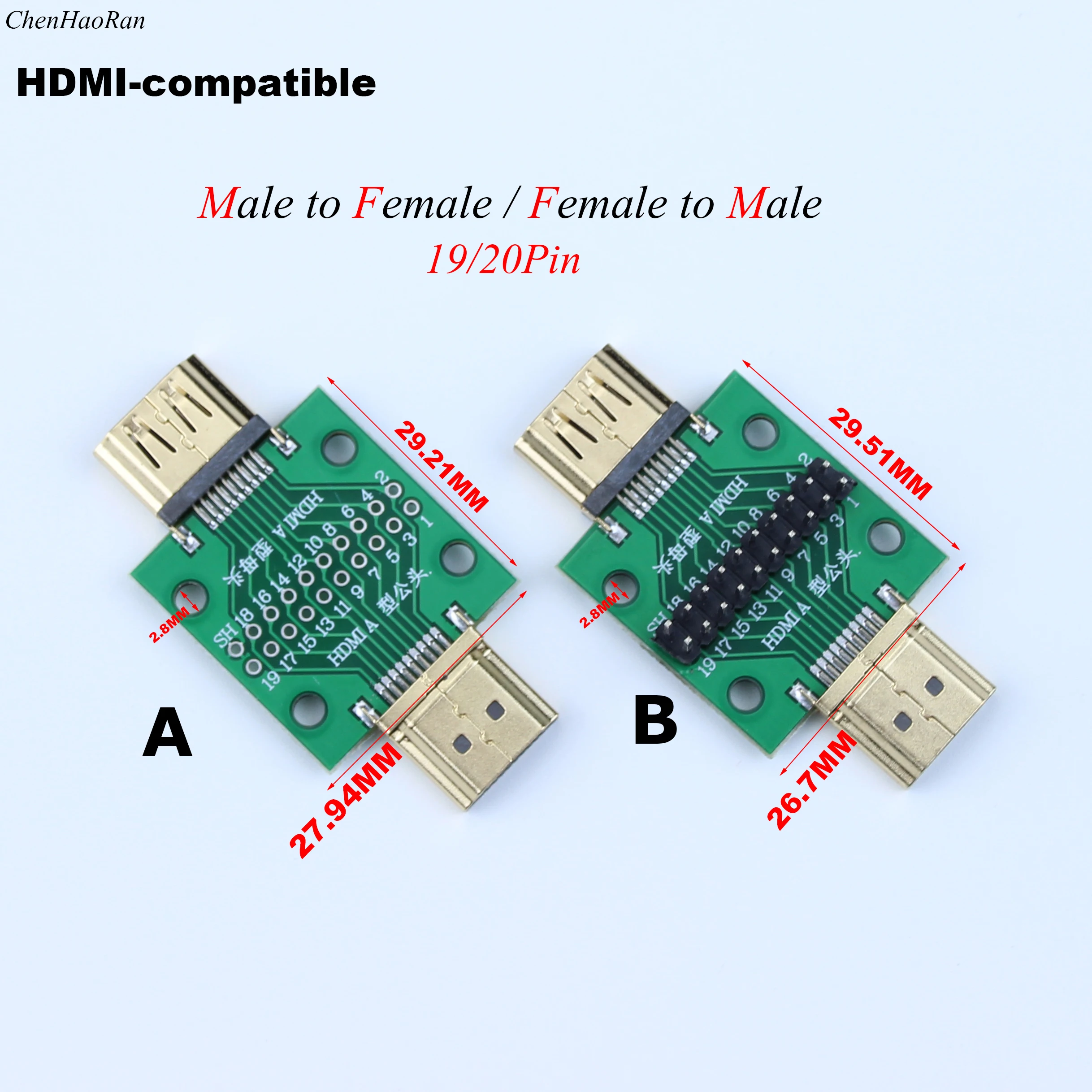 1pcs-HDMI-Male-and-Female-Test-Board-MINI-Connector-with-Board-PCB-2 ...