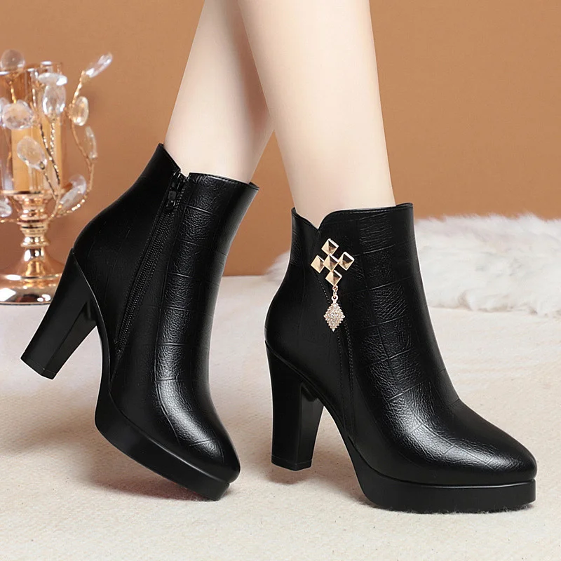 Women-High-Heels-Soft-Leather-Ankle-Boots-Autumn-Winter-Platform-Plush ...