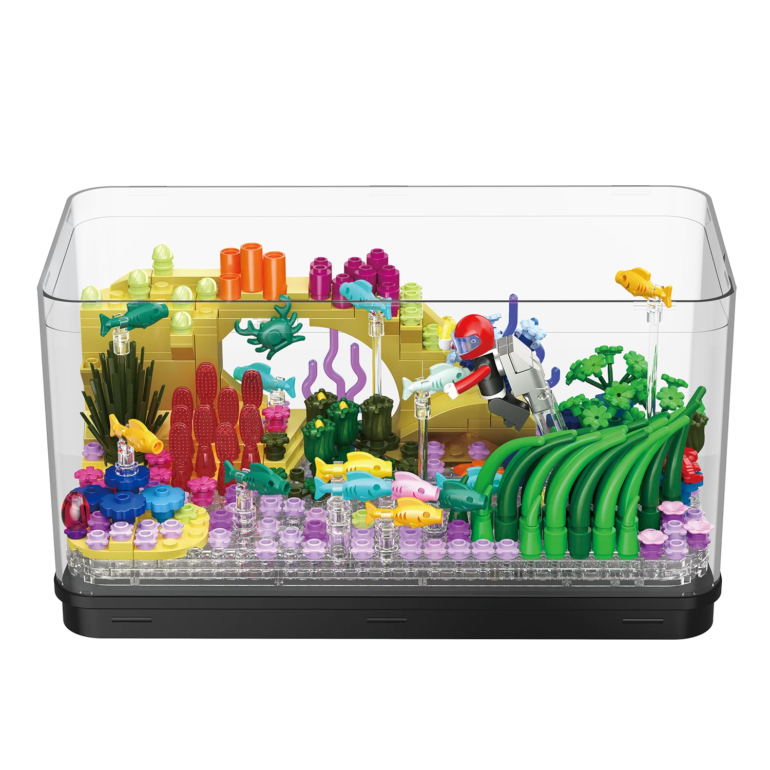MOC Fish Globe Fishbowl With Luminous Fish Tank Building Blocks Crabs ...
