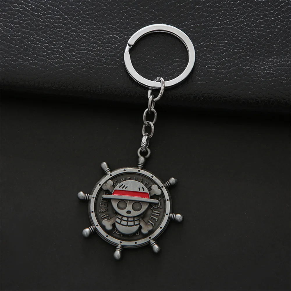 Anime-One-Piece-Keychain-Rudder-Skeleton-Metal-Badge-Pendant-Keyring ...