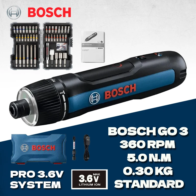 BOSCH GO 3 Mini Electrical Screwdriver 3.6V Lithium-ion Battery ...