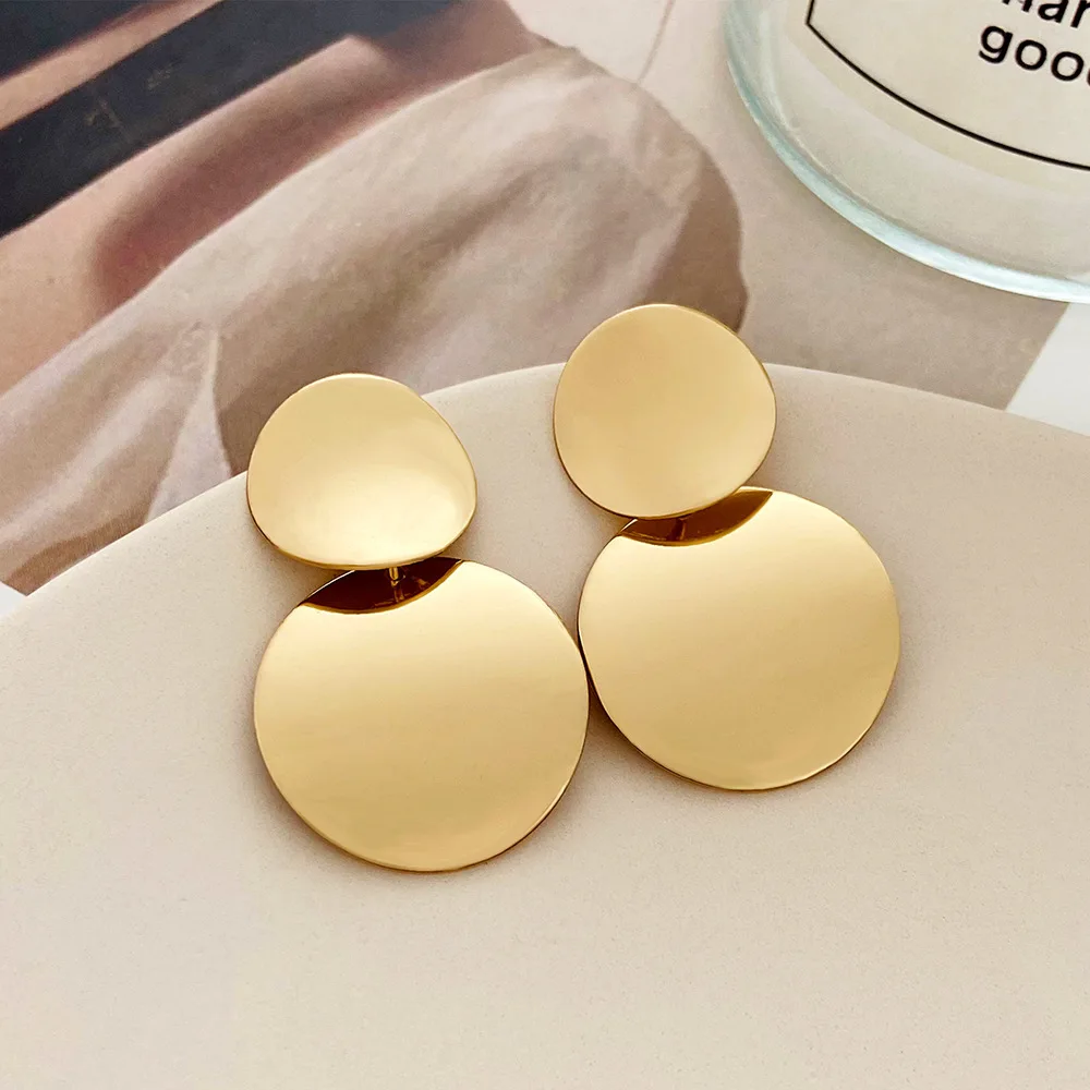 Geometric Metal Big Round Earrings for Women New Fashion Jewelry ...