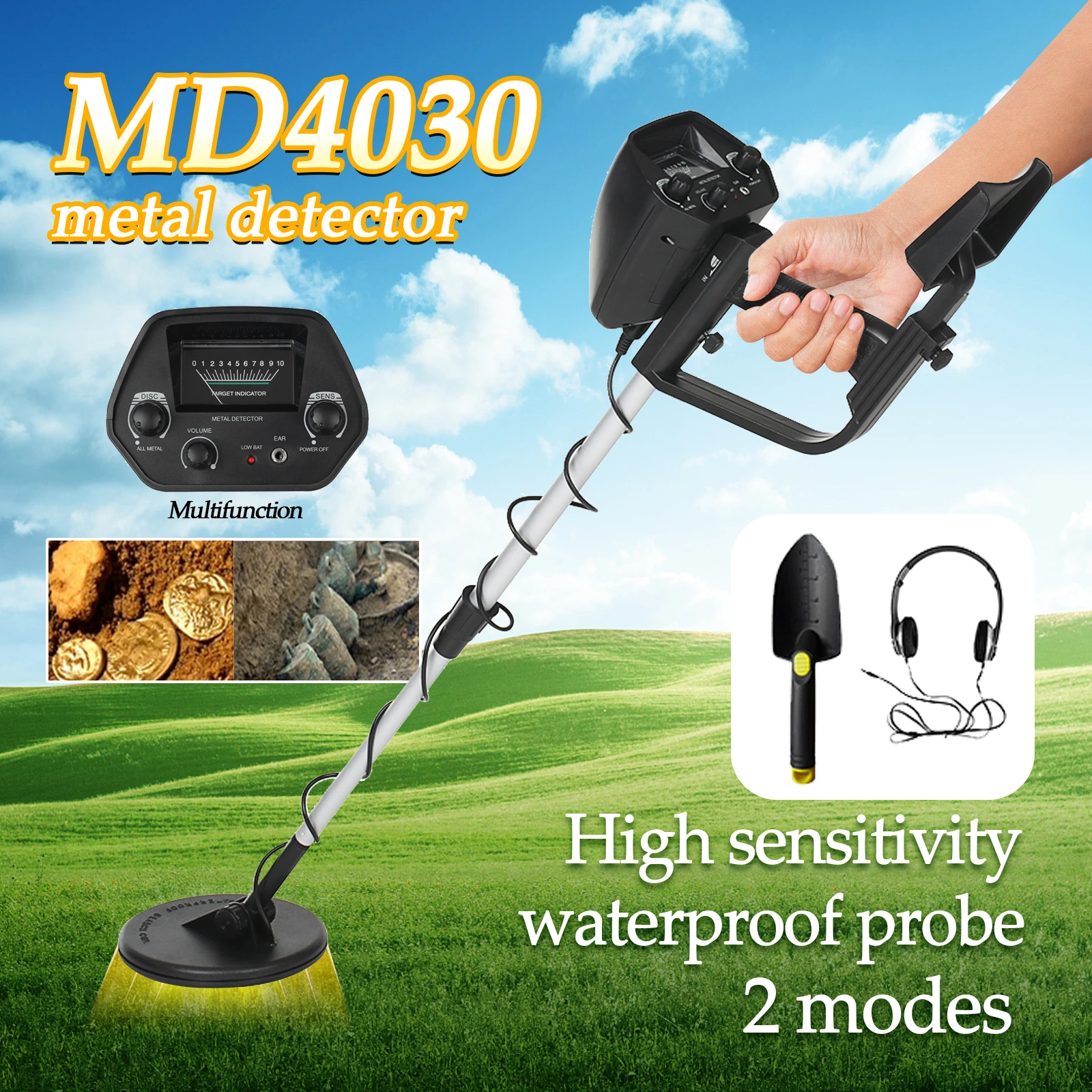 Waterproof Metal Detector Md 4030 Handheld Gold Treasure Underground ...