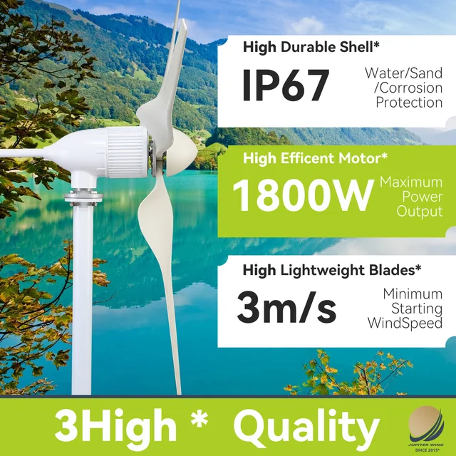 Wind Turbine No Fake 1800W High Efficiency Windmill With Ultra Hybrid ...