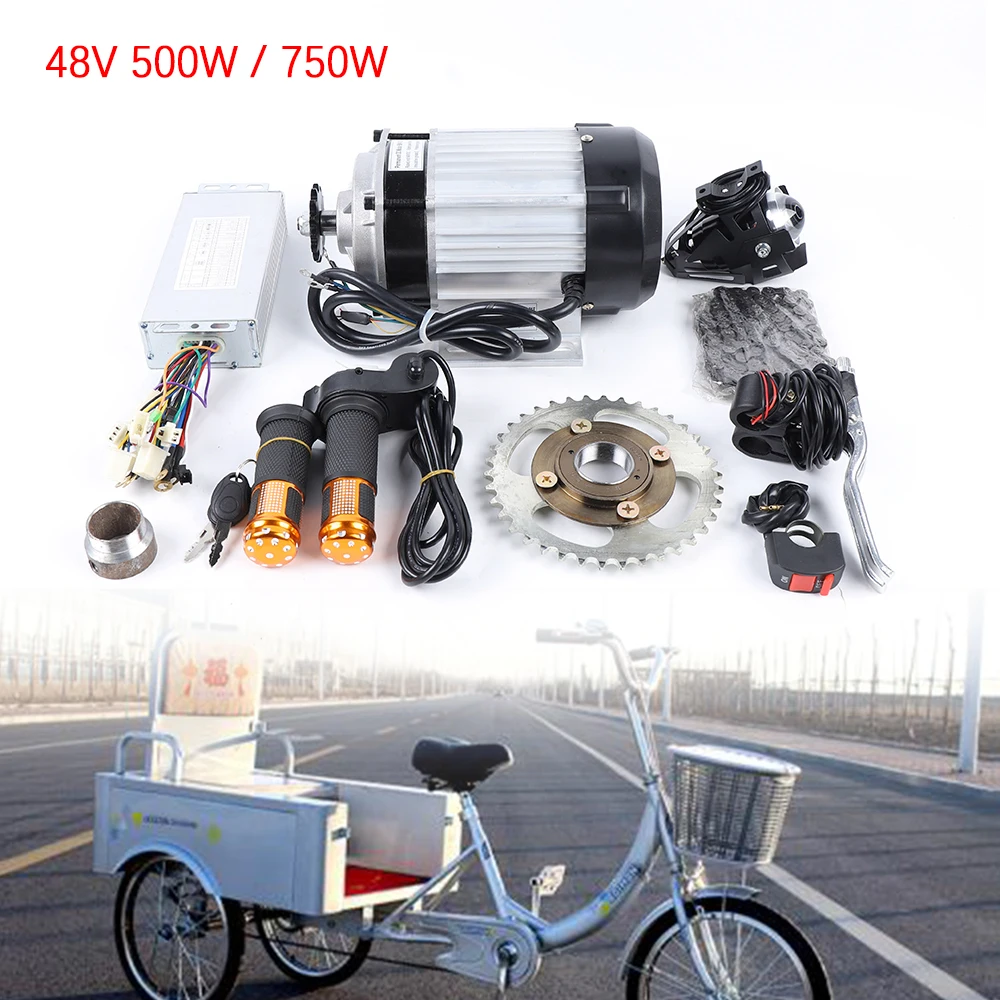 Electric-Tricycle-Bike-Handlebar-Brushless-Gear-Motor-Kit-3-Wheeled ...