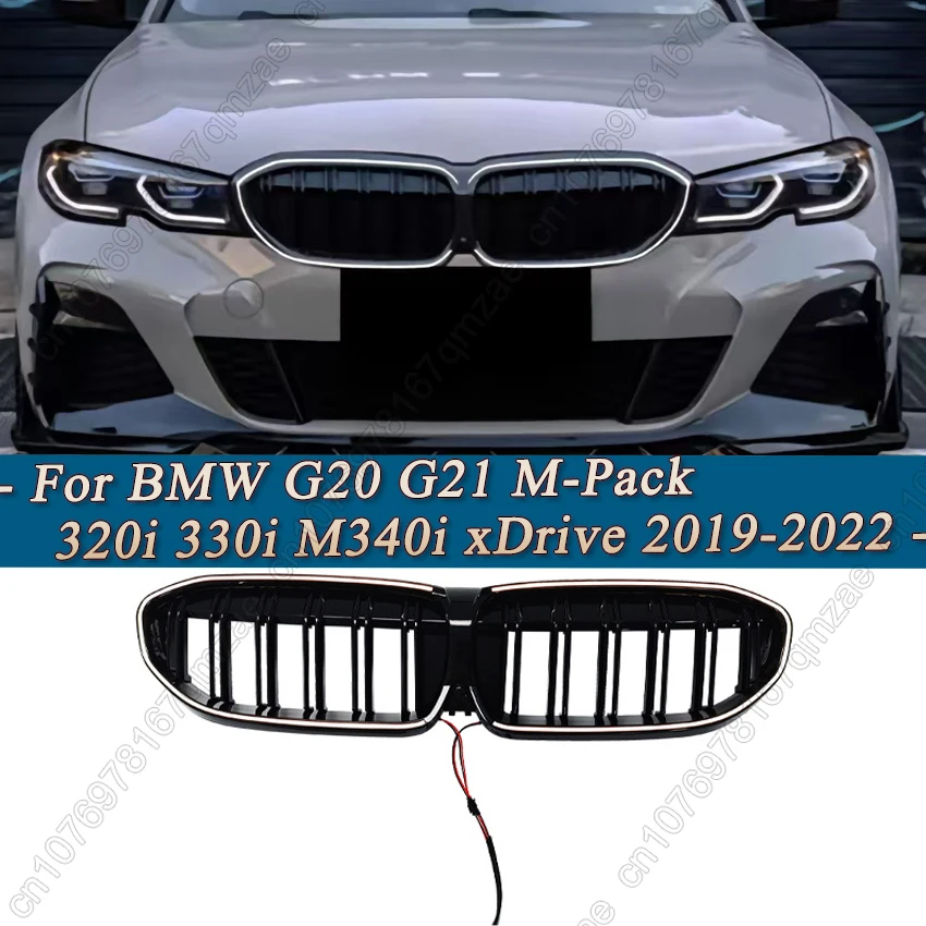Front Bumper Single-line With LED Grill For BMW G20 G21 M-Pack 320i ...