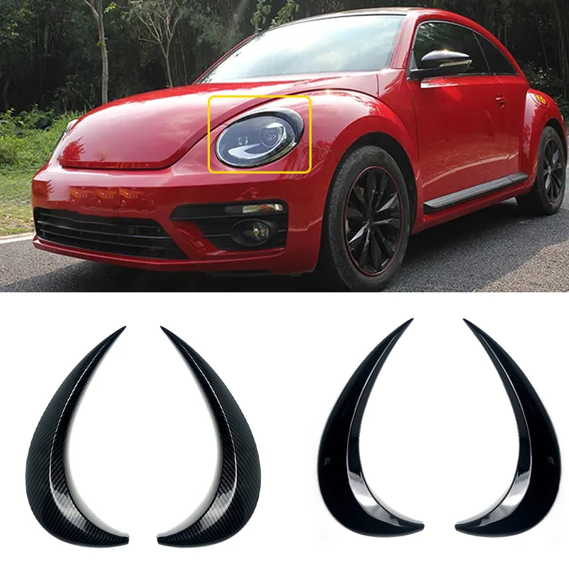 Gloss-Black-Eyelids-Sticker-Headlight-Eyebrow-Trim-Cover-Carbon-Head ...