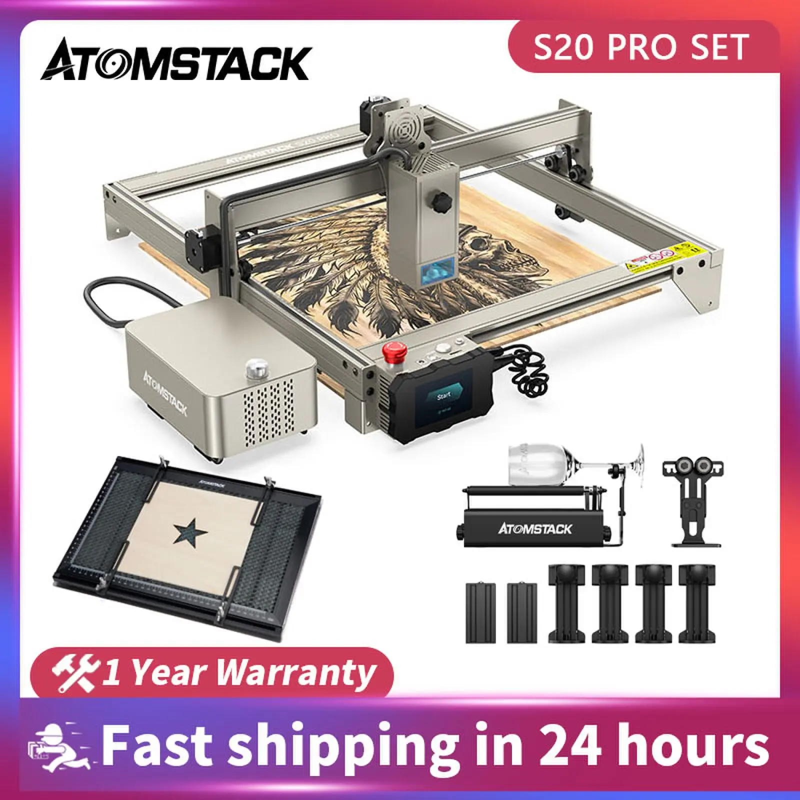 ATOMSTACK-X20-S20-Pro-130W-Laser-Engraver-Cutting-Machine-DIY-Color-On ...