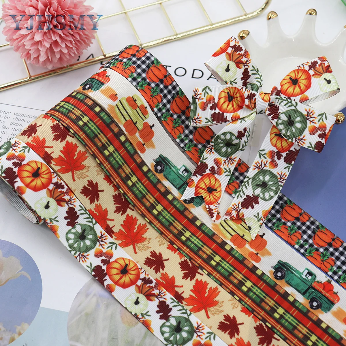 Fall-Ribbons-1-Inch-x-5-Yards-Pumpkin-Ribbon-Thanksgiving-Harvest ...