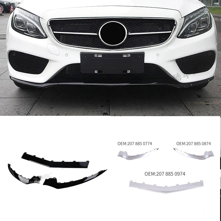 Front Bumper Spoiler Chrome Chromium Lip Diffuser For Mercedes E Class ...