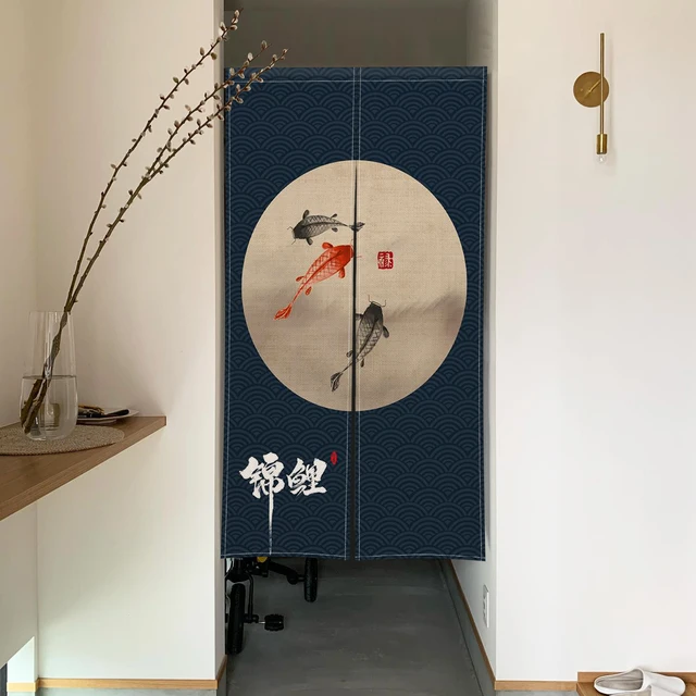 Japanese Split Noren Door Curtain Chinese Koi Lanturn Plant Linen ...