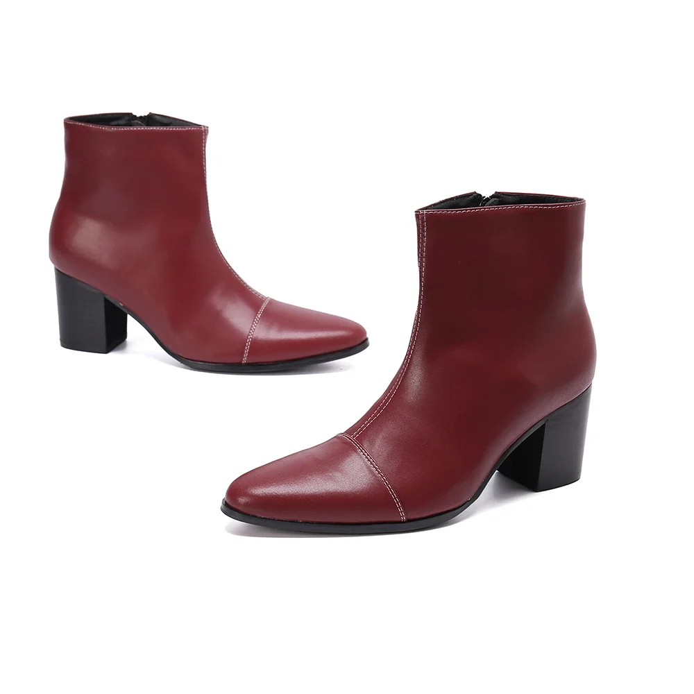 Christia-Bella-Red-Genuine-Leather-Men-High-Heel-Boots-Pointed-Toe ...