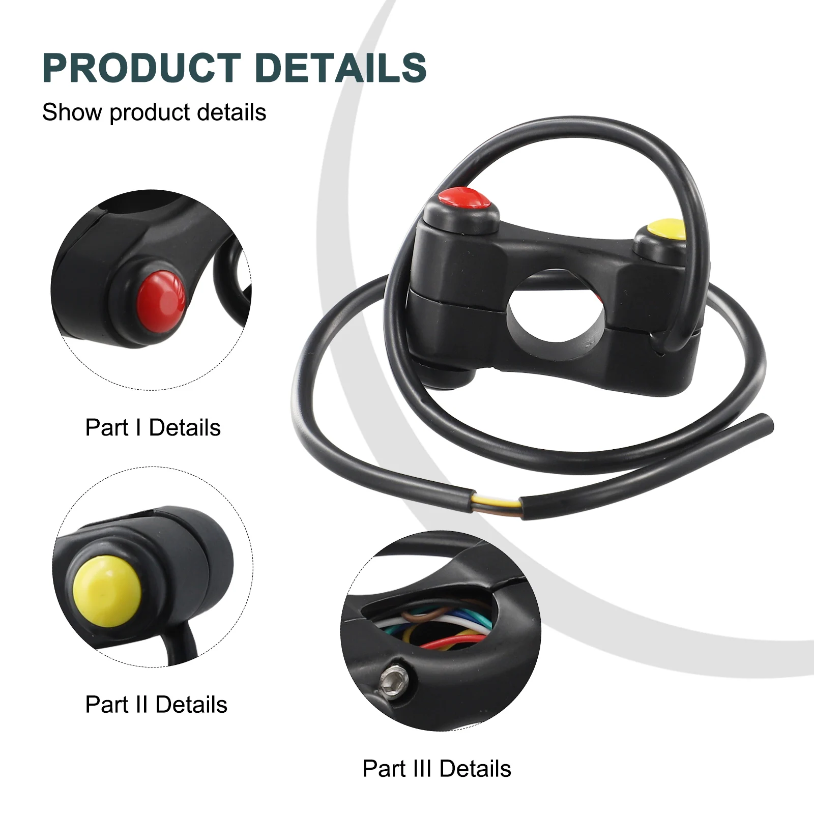 Aluminum-Alloy-Handlebar-Buttons-3-Push-Switch-12V-7-8-Motorcycle-ATV ...