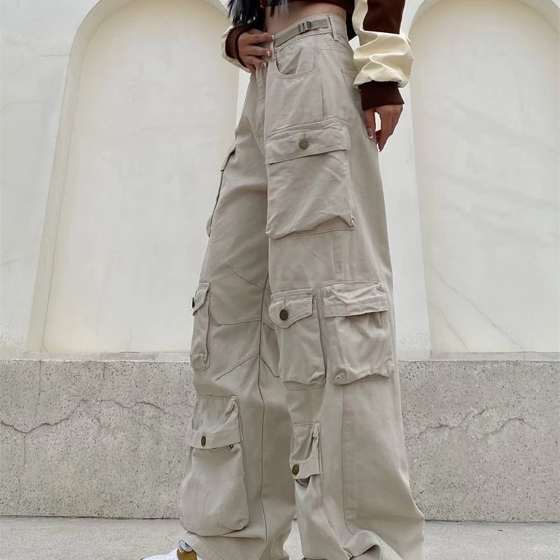 Vintage-heavy-industry-functional-wind-multi-pocket-cargo-pants-womens ...