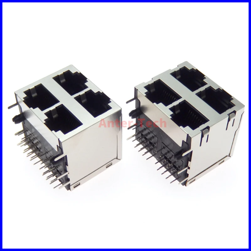 1PCS-4-port-2x2-2-2double-layer-network-interface-RJ45-socket-without ...