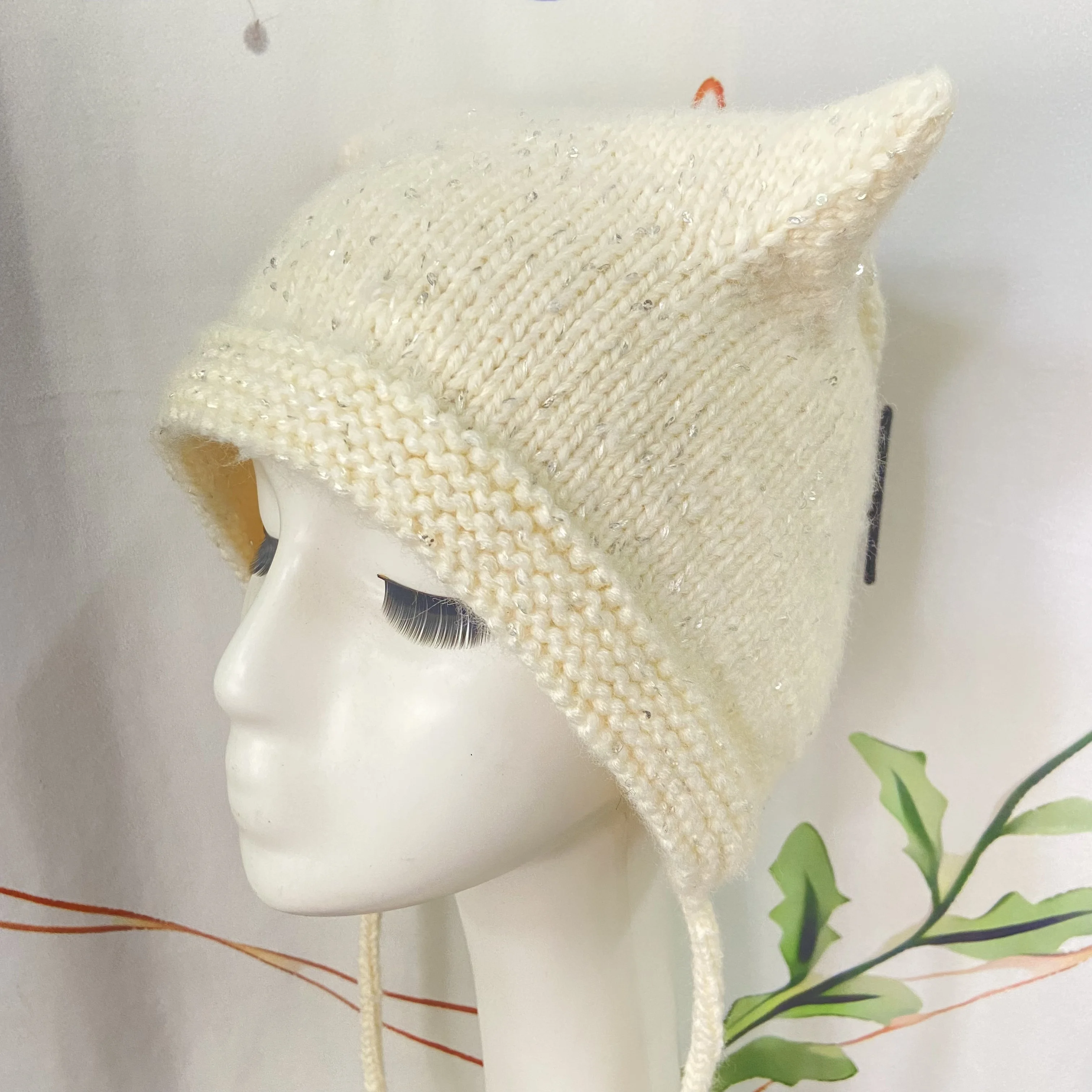 Women-Lovely-Beanies-Female-Winter-Warm-Cap-Beige-Solid-Color-Knit-Hat ...