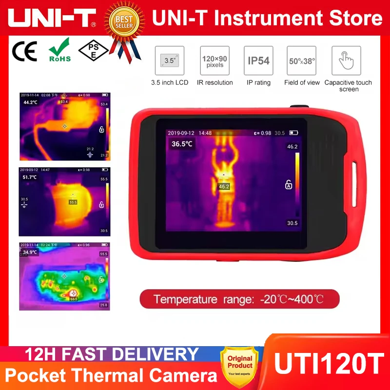 UNI-T UTi120T Mini cámara termográfica infrarroja de bolsillo 120x90 ...