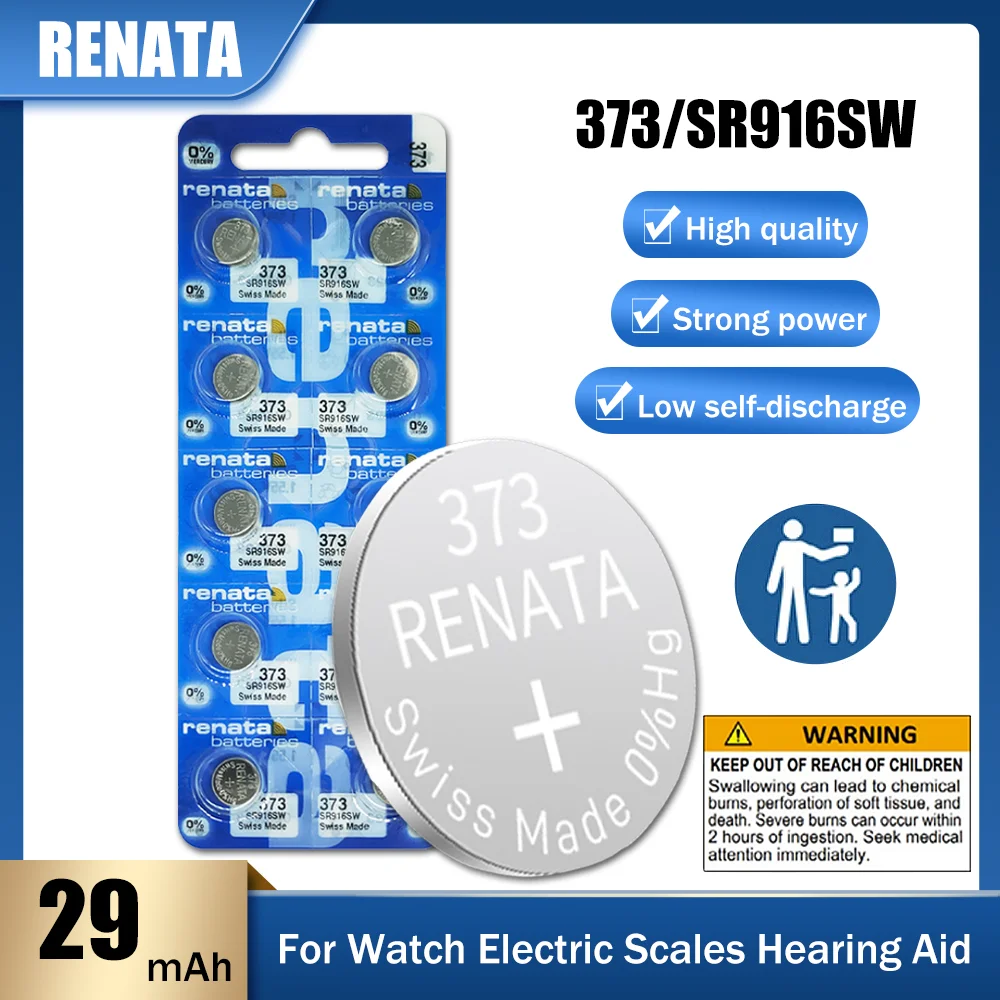 10PCS 1.55V Original Brand New Renata 373 SR916SW 916 LR916 SR68 Silver ...