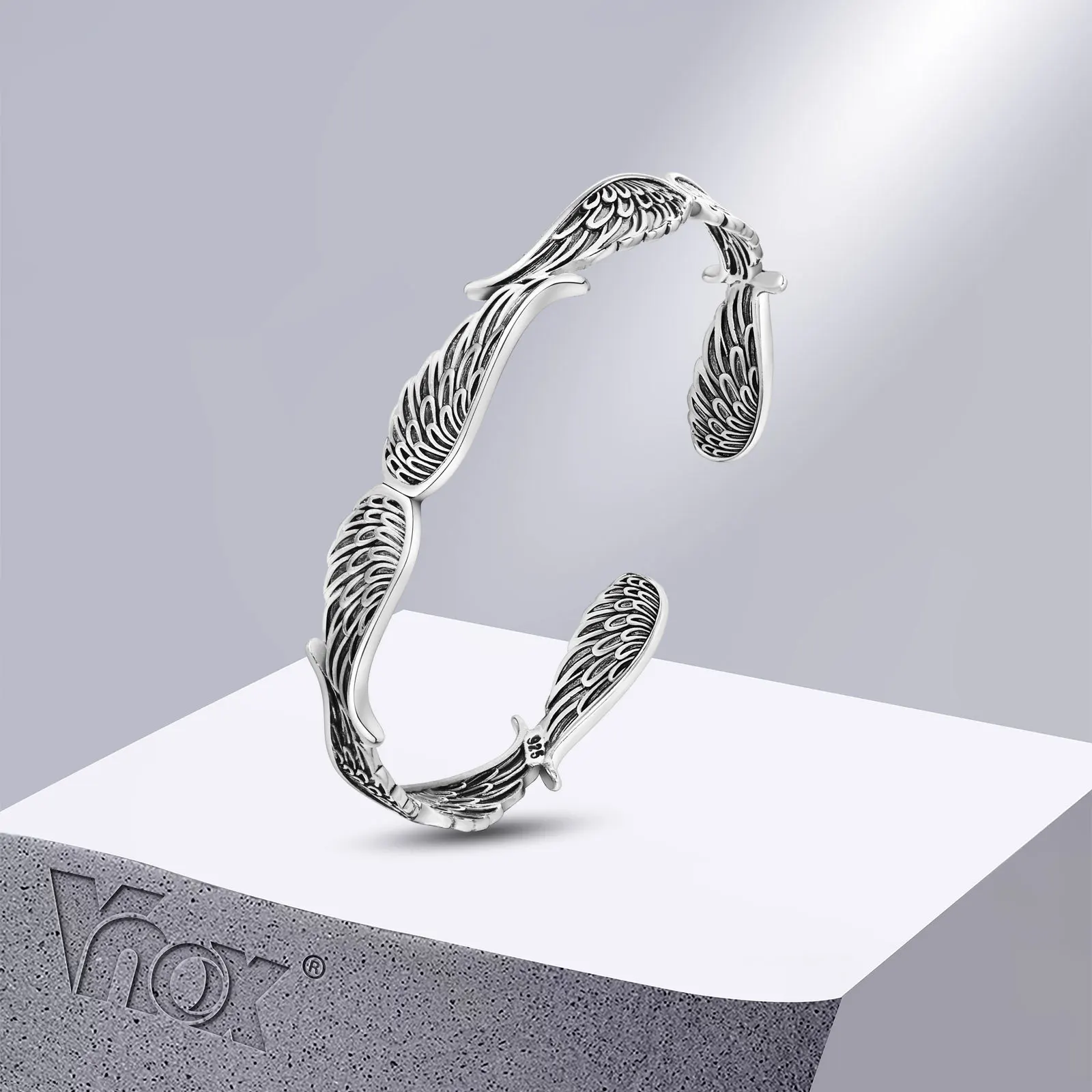 Vnox Angel Wings Cuff Bracelets for Men Women, Vintage Style Silver ...