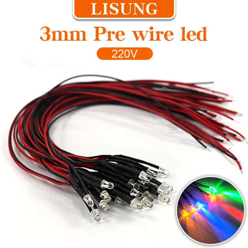 10pcs-DC-220V-3mm-Single-Pre-Wire-Led-Light-Prewired-Red-White-Blue ...