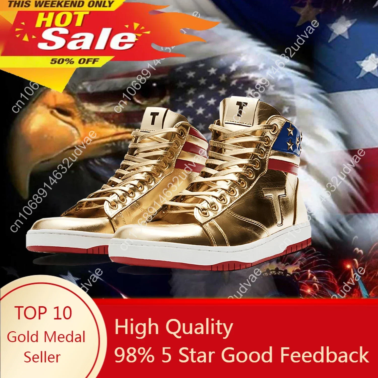 NEVER-SURRENDER-Shoes-Top-Quality-Big-Size-47-48-Gold-Shiny-Mirrors ...