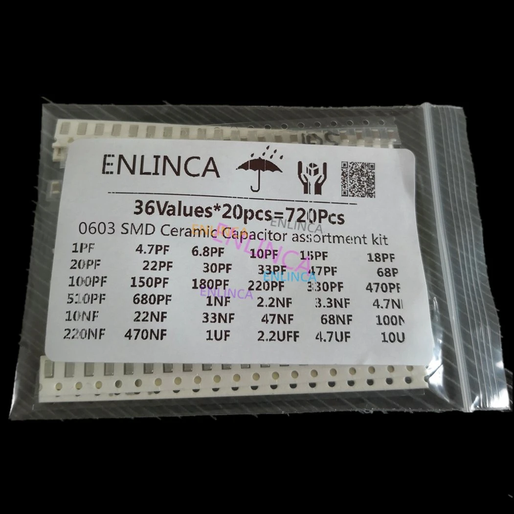 16 36Values 1pF 10uF Electronic Capacitor set 1206 SMD Ceramic ...