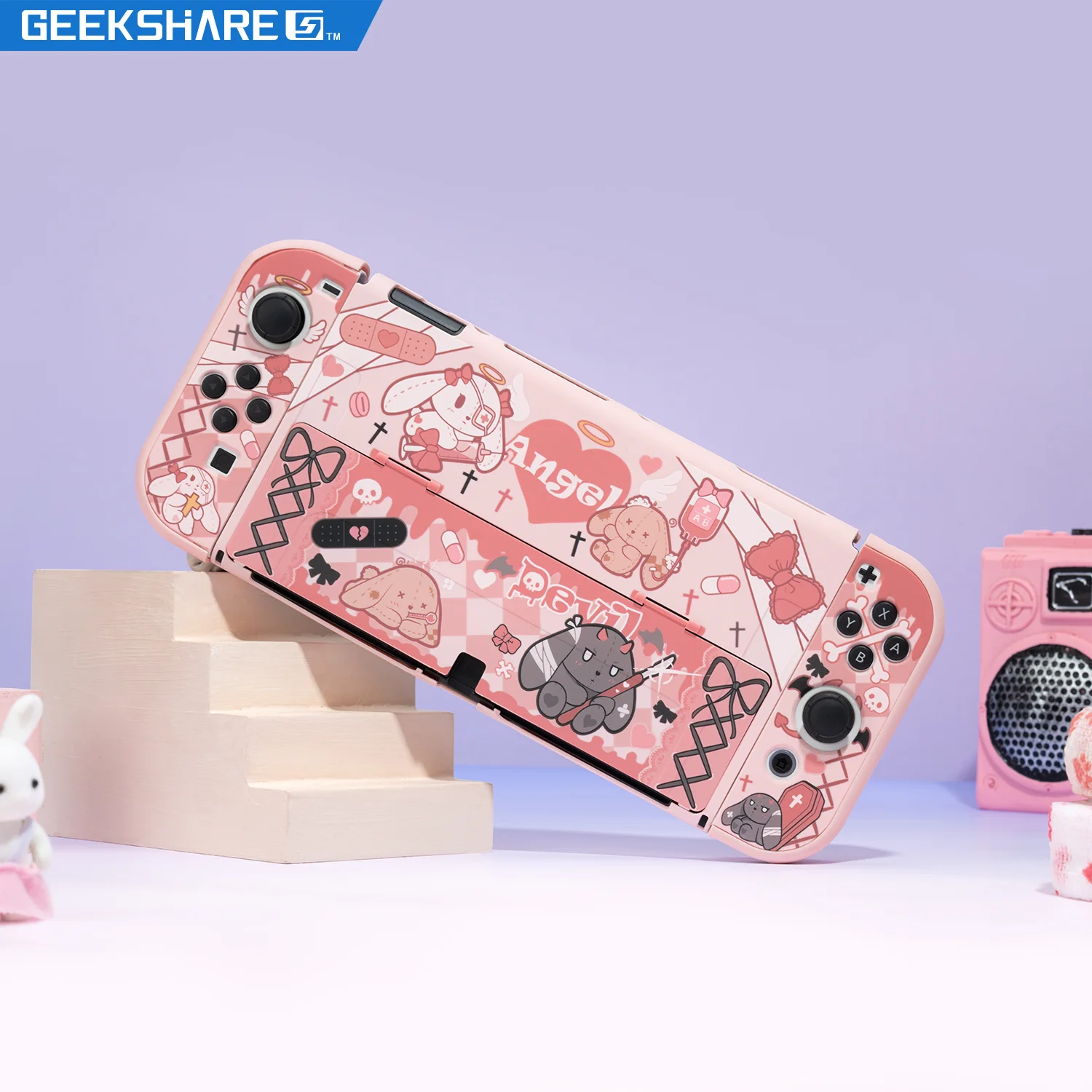 GeekShare Nintendo Switch OLED Case Gothic Rabbit Cartoon Cute Switch ...