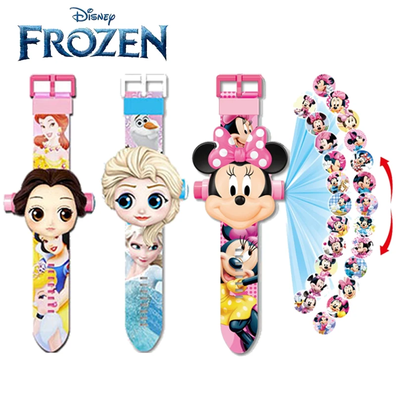 Cute Frozen Princess Minnie Mouse Children Watches 3D Projection Child ...