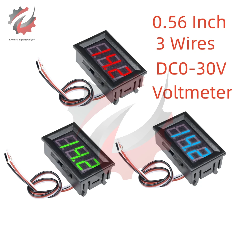 0-56-3-Wires-DC0-30V-LED-Digital-Voltmeter-Voltage-Meter-Car-Motorcycle ...