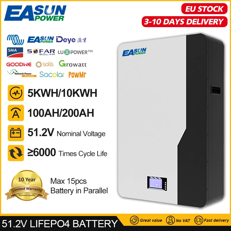 EASUN-48v-51-2v-16S-Powerwall-Lifepo4-Lithium-Iron-Battery-Pack-100Ah ...