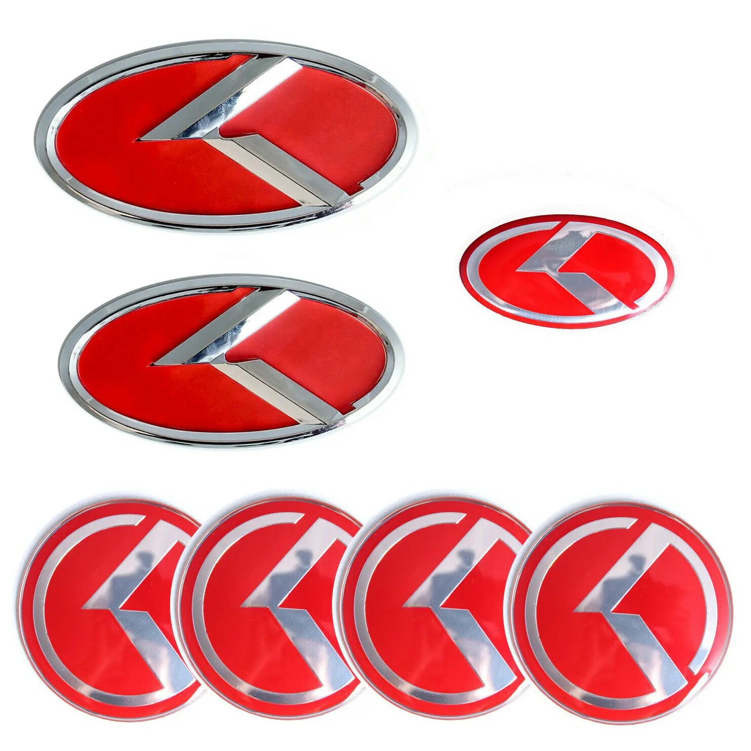 K Logo Red Silver Front Hood Trunk Badge Emblem Sticker Steering Wheel ...