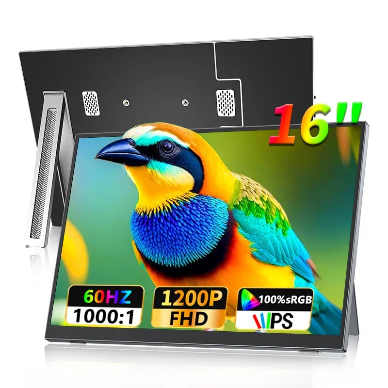 16" Portable Monitor 16:10 100%sRGB 1200P IPS Screen Travel Gaming ...