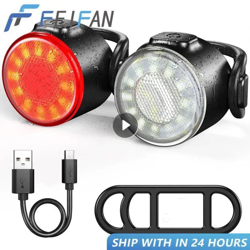 Red-White-USB-Rechargeable-Cycling-Taillight-Front-Bicycle-Lamp-6-Modes ...