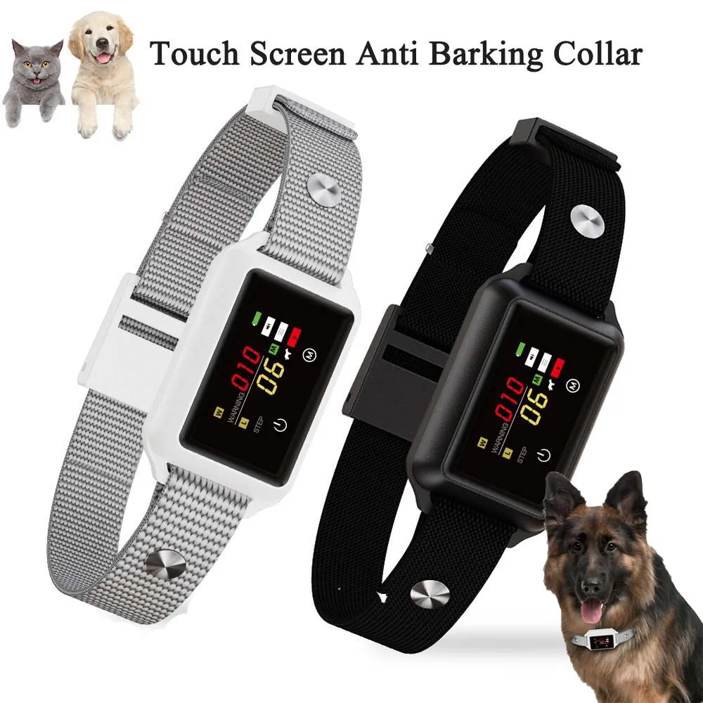 Touch-Screen-Dog-Anti-Bark-Collar-Rechargeable-Humane-Intelligent ...