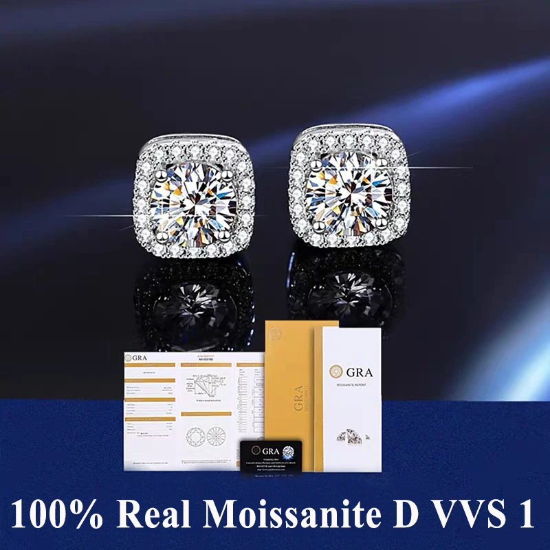 D-VVS1-Pass-Diamond-Tester-Pen-Moissanite-Stud-Earrings-For-Women-100 ...