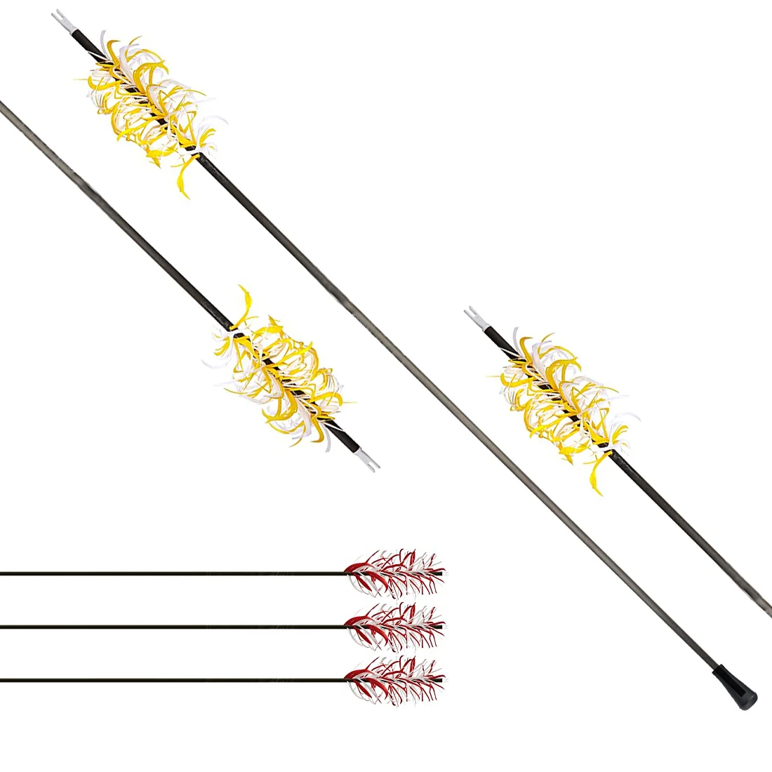 6pcs Flu-flu Spine 500 Arrows With Spiral Wrap Feathers Id6.2mm Archery ...